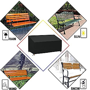 Bliifuu Outdoor Bench Cover, 2-Seater Patio Chair Cover Waterproof UV Resistant Rip Proof, Garden Furniture Sofa Cover 52.7 Inch, Black