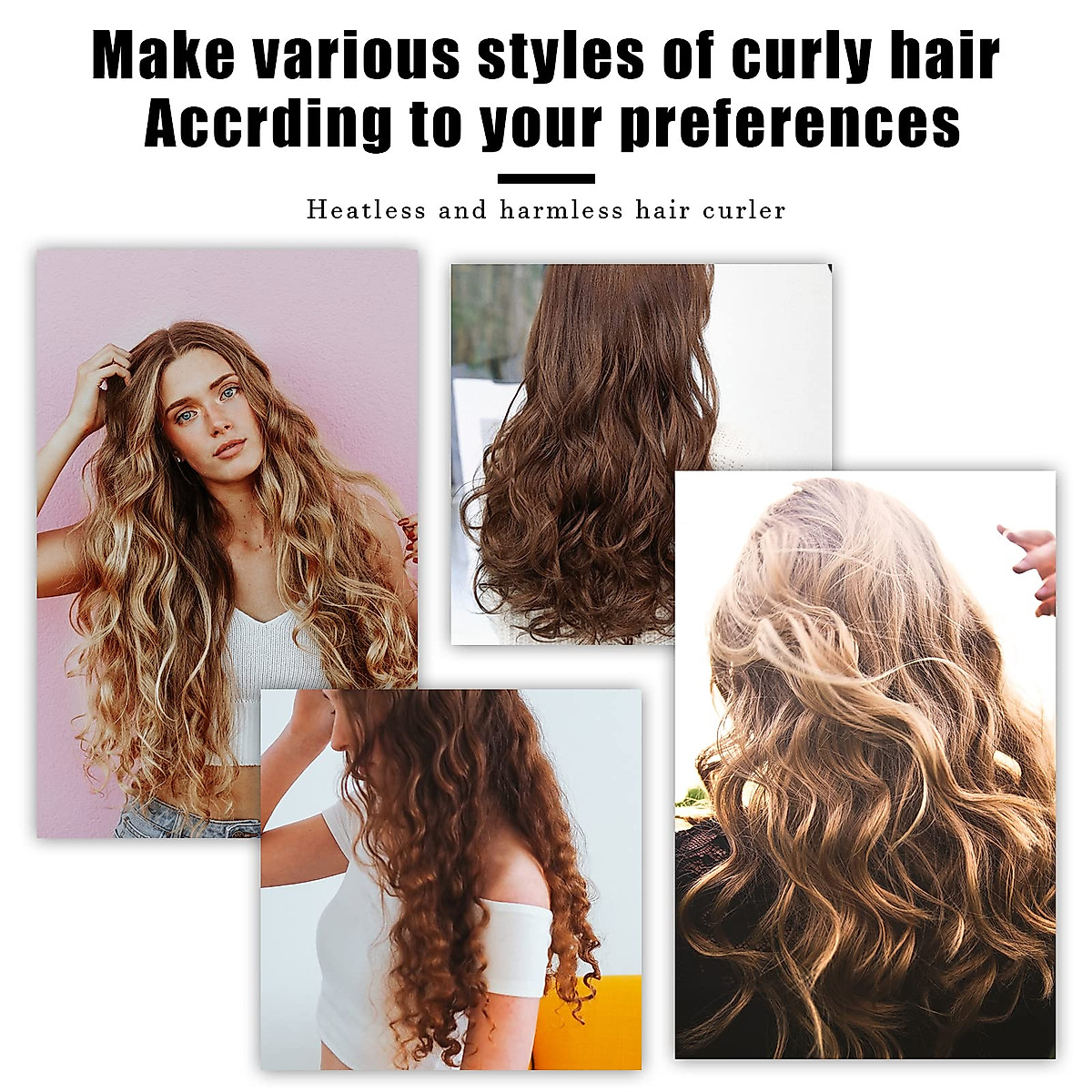 2 Pack Heatless Hair Curler - Cekaso Heatless Curls Headband For Long Hair Curls No Heat Curling Ribbon Hair Roller Kit Bow Tools You Can Sleep In Soft (black & blue)