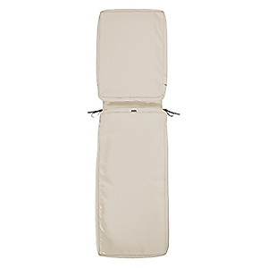 Classic Accessories Montlake FadeSafe Water-Resistant 80 x 26 x 3 Inch Outdoor Chaise Lounge Cushion Slip Cover, Patio Furniture Cushion Cover, Antique Beige, Patio Furniture Cushion Covers