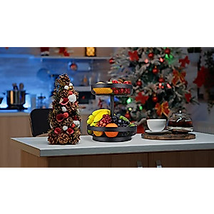 IBERG 2 Tier Fruit Basket Mesh Fruit Bowl - Basket Stand for Fruits Vegetables Bread Snacks (Black)