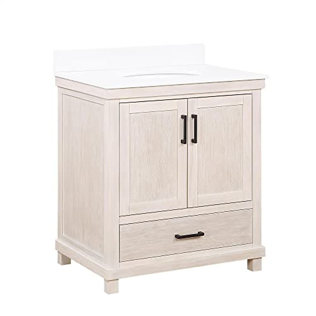 Dorel Living Sunnybrooke 30 Inch, Rustic White Bathroom Vanity, 30"