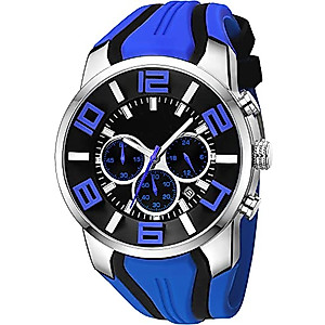 findtime Blue Mens Sport Watches for Men Reloj para Hombre Colorful Analog Wrist Watch Chronograph for Running Training Stopwatch