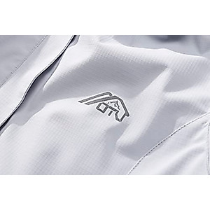 OTU Women's Waterproof Rain Jacket Lightweight Hooded Raincoat for Hiking Travel Outdoor Light Gray L