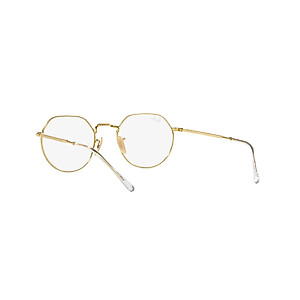 Ray-Ban RX6465 Jack Round Prescription Eyewear Frames, Matte Black On Gold/Demo Lens, 49 mm