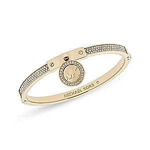 Michael Kors Women's Gold-Tone Stainless Steel Pavé Hinged Bangle Bracelet (Model: MKJ5976710)