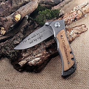 ZJFHTD Christian Bible Verse Pocket Knife for Mens,Religious Scripture Confirmation Jesus Cross Faith Catholic Tool,Baptism,Holy Communion,Salvation Gifts