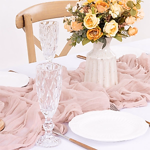 MLMW 6 Pack Cheesecloth Table Runner Bulk 14ft Gauze Table Runner 35 × 170 Inch Rustic Cheese Cloth Table Runner for Easter Wedding Baby Shower Birthday Bridal Party Decorations Dusty Pink