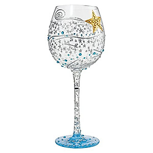 Enesco Designs by Lolita Super Bling You're The Brightest Star Artisan Hand-Painted Wine Glass, 1 Count (Pack of 1), Multicolor
