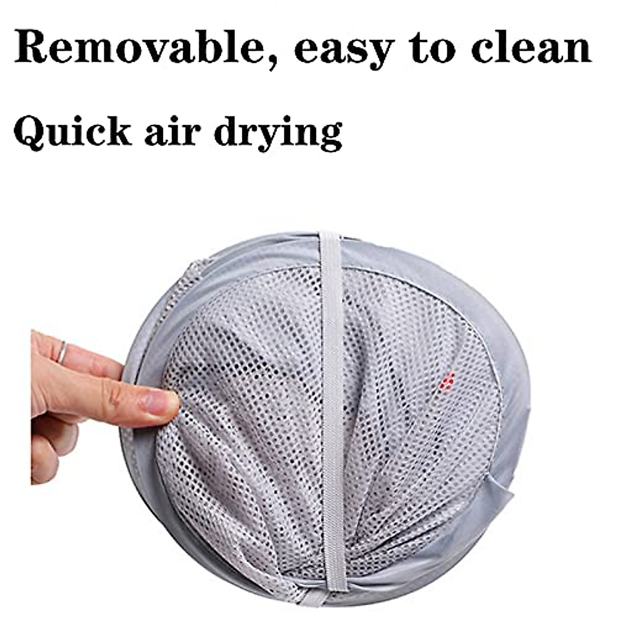 Asonen Hanging Pop Up Laundry Basket, Foldable Mesh Hamper Dirty Clothes Basket with Carry Handle Suitable for Travel, Bedroom, Bathroom, Dorms (1 Pack, White)