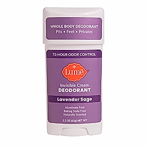 Lume Deodorant Cream Stick - Underarms and Private Parts - Aluminum-Free, Baking Soda-Free, Hypoallergenic, and Safe For Sensitive Skin - 2.2 Ounce (Lavender Sage)