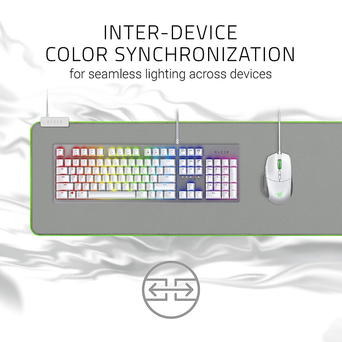 Razer Huntsman Mini 60% Gaming Keyboard + Goliathus Extended Chroma Bundle: Linear Optical Switches - Mercury White