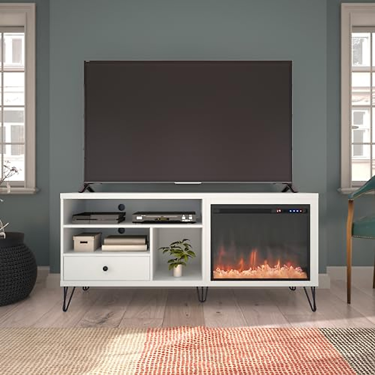 Ameriwood Home Owen Fireplace TV Stand for TVs up to 65", White