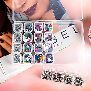 JINEN 2 Pack 28 Grids Diamond Painting Storage Containers Plastic 5D Diamond Embroidery Storage Box with 3 Sheet Label Stickers for Sewing, Nail Diamonds, Beads, Art DIY, Crafts, Jewelry