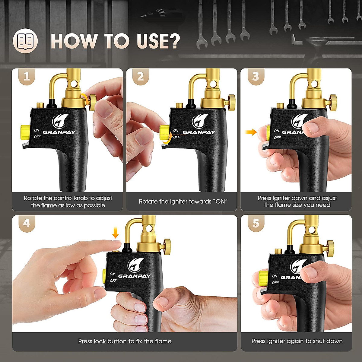 Propane Torch Head High Intensity MAPP Gas Torch Kit MAP Pro Trigger Start Torch Head for Propane MAPP MAP/PRO Tank Welding Soldering Stripping Paint Searing Steak