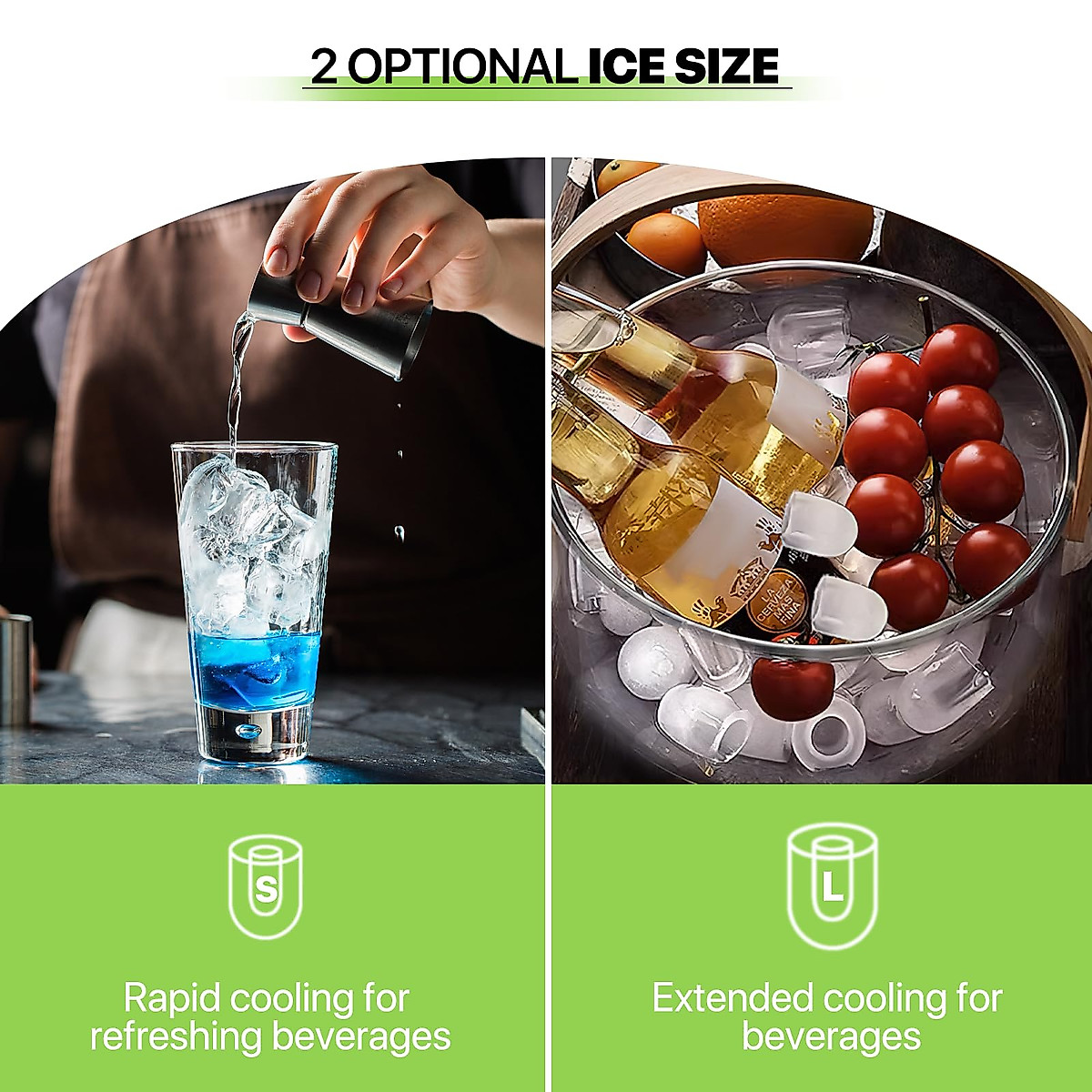 Magshion Ice Maker Countertop with Self-Cleaning, 26lbs/24H, Bullet-Shaped Ice (2 Sizes), Digital Display & Timer, 1.8lbs Ice Storage Capacity, Ice Cube Maker Machine for Home & Kitchen (Black)