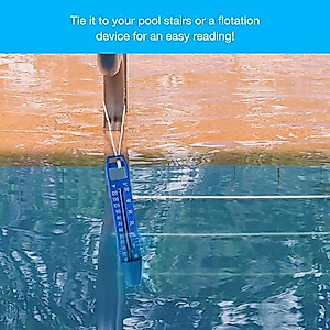 SplashTech Pocket Scoop Reservoir Pool Thermometer with Large EZ Read Display & Cord– Shatter Proof - Swimming Pool Maintenance Equipment for Indoor/Outdoor Pool, Spa, Hot Tub, Pond, Jacuzzi