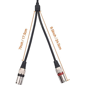 Senor Cable 3.5mm to Dual XLR Stereo Cable 1/8 inch Mini Jack to 2 XLR Male Y Splitter Adapter Cord - (10) Feet