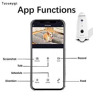 Tusueygt Dog Camera,180°View Pet Treat Tossing,Dog Camera with Phone App,1080p Dog Camera with Treat Dispenser,2 Way Audio,Pet Monitoring Camera with Phone App,2.4G/5G WiFi,Android/iOS