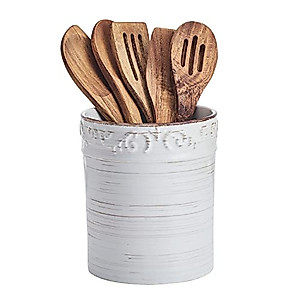 Pfaltzgraff Trellis Utensil Crock, 7x6 inch, White