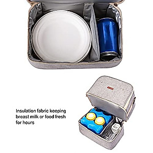 Breast Pump Bag Cooler Compartment for Breast Pump - Cooler and Moistureproof Bag Double Layer for Mother Breast Milk Pump Lunch Bag Outdoor Working (Grey)