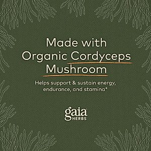 Gaia Herbs Cordyceps Mushroom - Energy Support Supplement for Sustaining Energy, Endurance, and Stamina - with Organic Cordyceps Mushroom - 40 Vegan Liquid Phyto-Capsules (40-Day Supply)