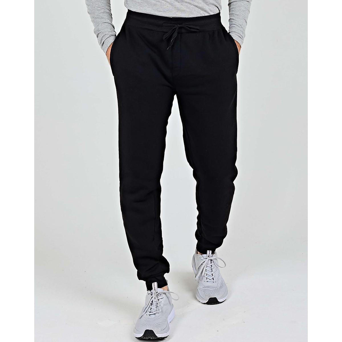 Real Essentials Mens Joggers Sweatpants Fleece Pants Sweat Clothing Pockets Baggy Elastic Cuffed Workout Bottom Athletic Soft Warm Winter Jogging Gym Active Track Work Tapered, Set 2, L, Pack of 3