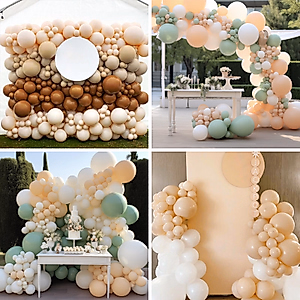 RUBFAC 120pcs Nude Balloons 12 Inches Latex Beige Balloons, Matte Retro Apricot Balloons for Birthday Baby Shower Graduation Anniversary Wedding Party Supplies Arch Garland Decoration