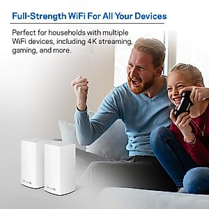 Linksys WHW0102 Velop Whole Home Smart Mesh Wi-Fi System with 2-Port Gigabit Ethernet 2 Pack, White (Renewed)