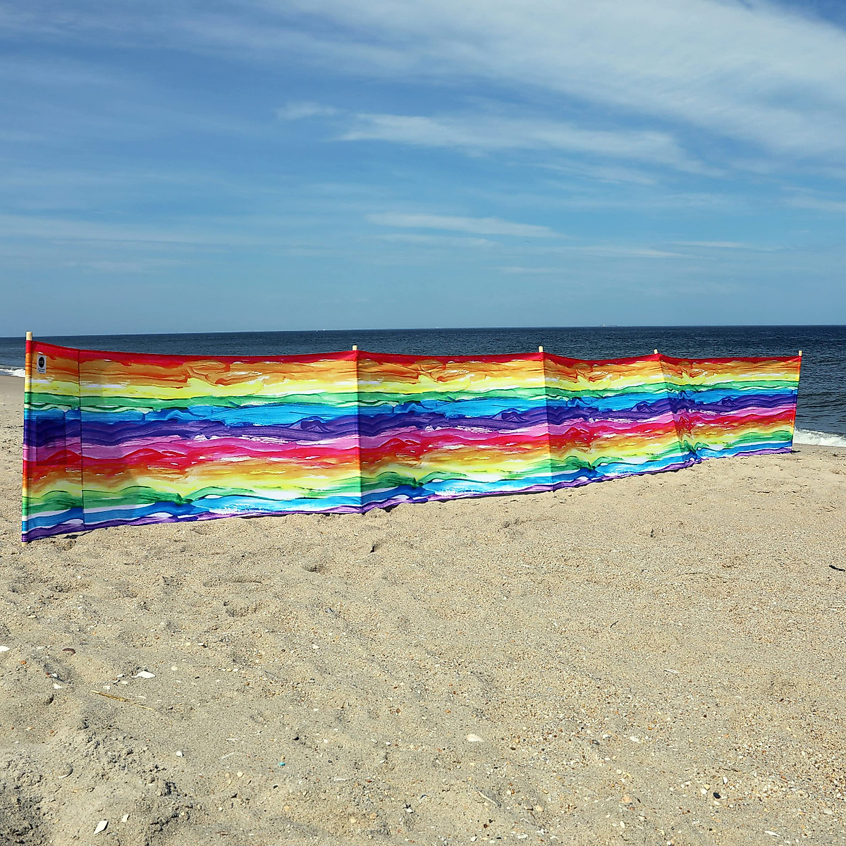 erda Watercolor Rainbow Pro Beach Recycled Polyester Rip-Stop 20 ft Lightweight Windscreen, Privacy Screen, Wind Blocker, Free Matching Shoulder Bag