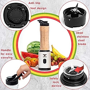 Moss & Stone Personal Blender Single Serve Shake & Smoothies Maker with Portable Travel Sport Bottle - Mini Juicer, Single Serve Blender for Smoothies and Shakes - Bottle 20 oz White & Black)
