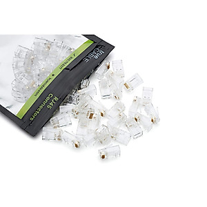 trueCABLE Cat6/6A RJ45 Pass Through Connectors, Unshielded (UTP) Modular Plug, UL Listed, EZ Crimp End, Gold Plated 3 Prong 8P8C, 100 Pieces