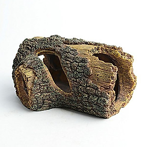 hygger Betta Log Resin Hollow Tree Trunk Ornament, Betta Fish Accessories, Aquarium Decorations Wood House Small and Medium Fish Tank Decor, with Holes for Small Fish Pets to Swim Through (Tree Trunk)