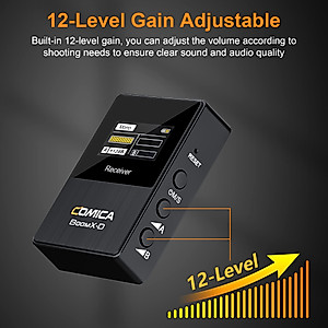 comica BoomX-D1 - Wireless Microphone System for Cameras, Camcorders, Smartphones, Laptops, Compact Wireless Lavalier Lapel Microphone with Noise Reduction, Low Latency, Monitoring, Muting