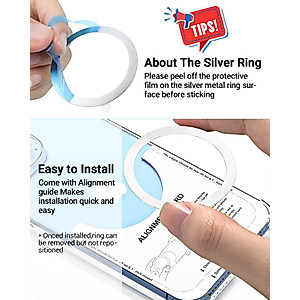 KALAPOP Magnetic Wireless Charging Magsafe Ring-6 PCS,Ultra-Thin(0.4mm) Magsafe Sticker, Compatible with iPhone 15/14/13/12 Series,Samsung Galaxy,Google Pixel Series,Magsafe Accessories-3Black&3Silver