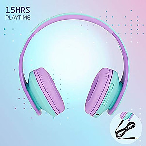 PowerLocus Kids Headphones Over-Ear, Bluetooth Wireless Headphones for Kids,with Microphone, Safe 85DB Volume Limited, Foldable with Carry Case, Audio Cable, Micro SD mode for Online Classes,PC,Phones