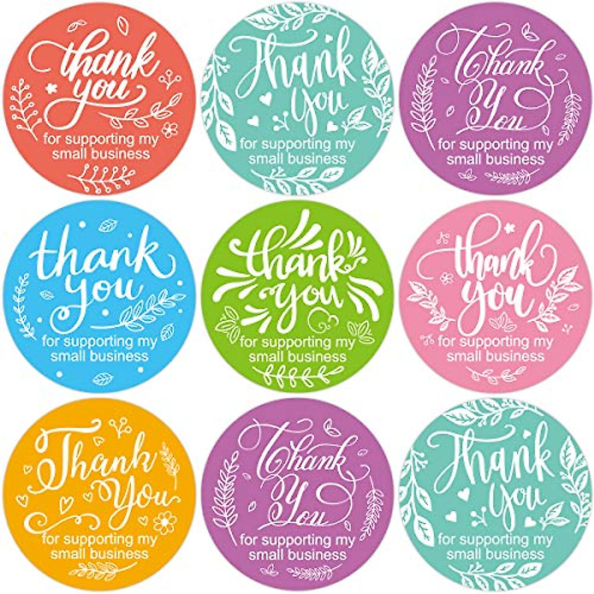 600PCS Thank You for Supporting My Small Business Stickers Labels for Handmade Shopping Small Shop Business Stickers 2 Inch 7 Designs