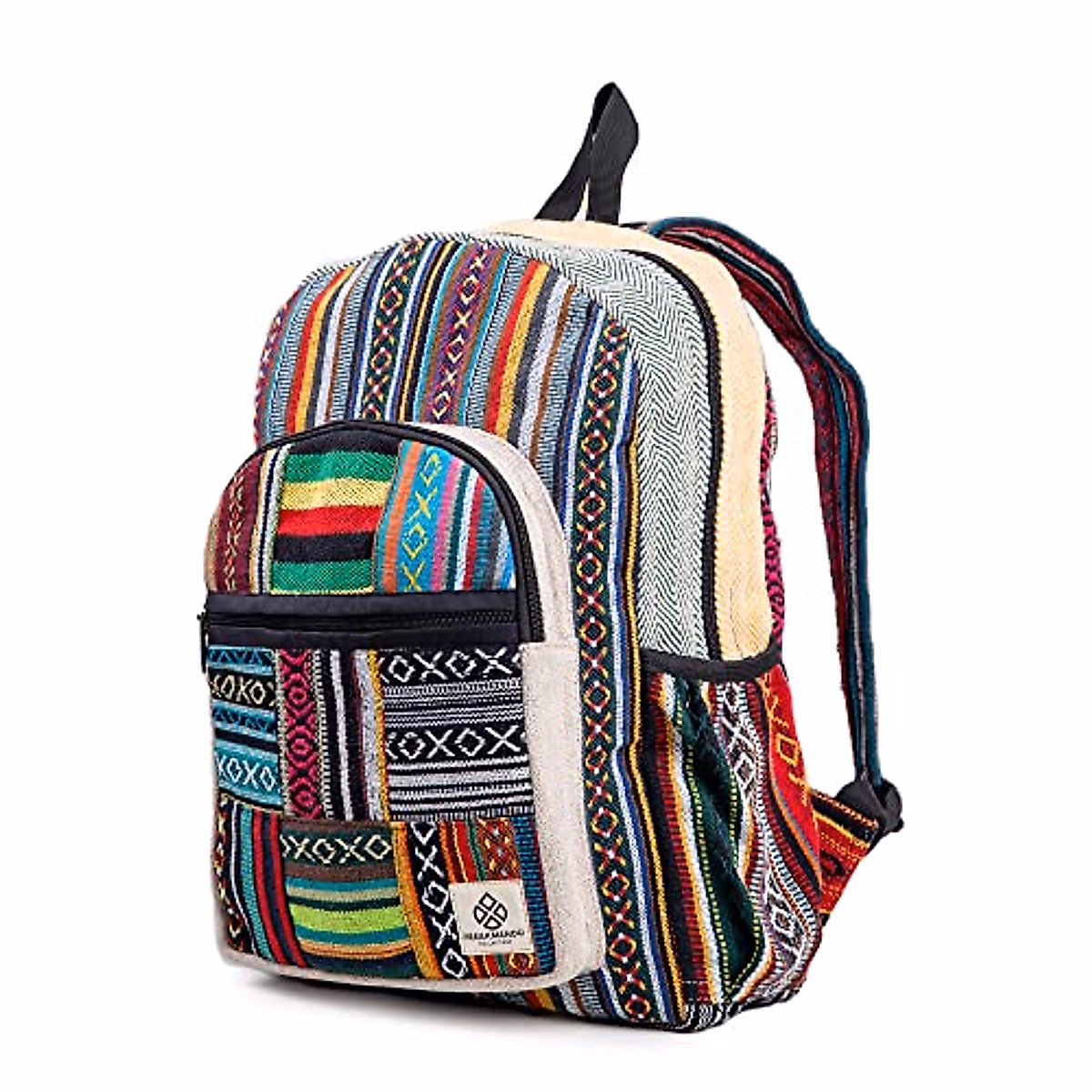 Large Hemp Backpack Bag - Multi Functional Pocket Knapsack Eco Friendly Unisex Hiking Casual Daypack Bag Durable Rucksack by Freakmandu