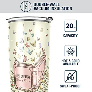 Bad Bananas Book Lovers Gifts - 20oz Stainless Steel Tumbler - Just One More Chapter - Gifts For Readers Mom, Sisters, Wife, Best Friends