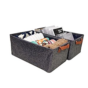 Storage Baskets for Shelves Closet Fabric Storage Bins with Metal Frame, Extra Large Storage Bins with Handles, Storage Containers for Organizing, Clothing Bins for Dorm Closet Room, 2-Pack Gray
