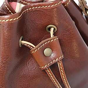 Floto Ciabatta Leather Satchel Bucket Bag
