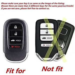 MJKEYAuto Black Leather 4 5 Buttons Remote Smart Key Fob Cover Case Chain for Honda Civic Hatchback Accord HR-V 2022 2023 (4 Buttons)