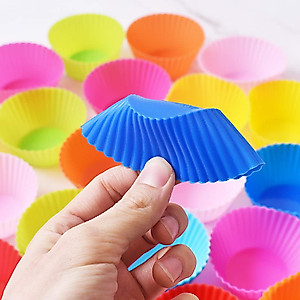 Newk Reusable Silicone Baking Cups, 48 Packs Nonstick Food Grade Silicone Cupcake Liners, Muffins Cup Molds - 8 Colors