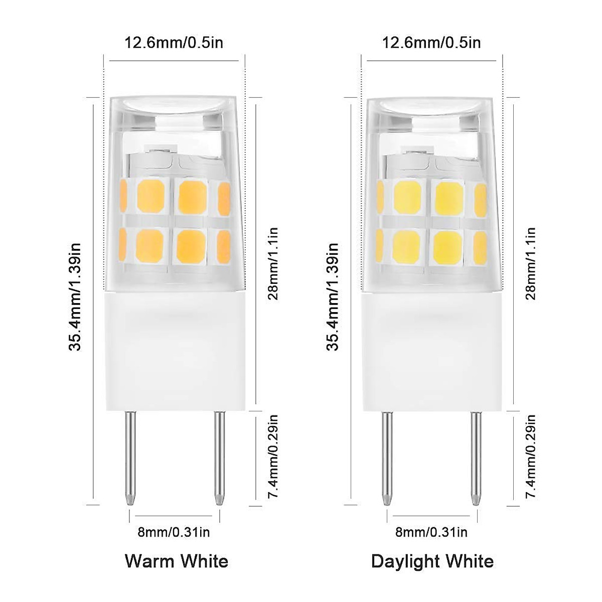 G8 Daylight White LED Bulb T4 Bi-Pin G8 Flat Base Mini Bulbs 110V-130V for Puck Light Samsung ME18H7045FS Microwave Light Bulb Kitchen,Under Cabinet Light, Under Counter Light (10-Pack)
