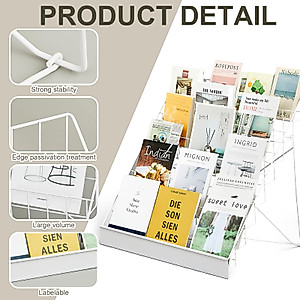 Gisafai 8 Tier Metal Greeting Card Display Magazine Display Rack Wire Countertop Rack for Literature Card Display Rack Comic Book Display Wider for Literature Books Cards Brochures Magazines Arts Dvd