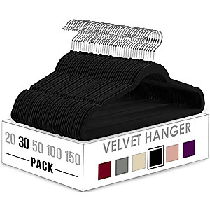 Utopia Home Premium Velvet Hangers 30 Pack - Non-Slip Clothes Black Suit with 360 Degree Rotatable Hook Heavy Duty Coat