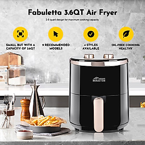 MIRASTON Air Fryer 3.6QT, Manual Control Mechanical Knob Air Fryers, Small Yet Surprisingly Large Capacity - Oilless Cooking for Healthier Delights, Black