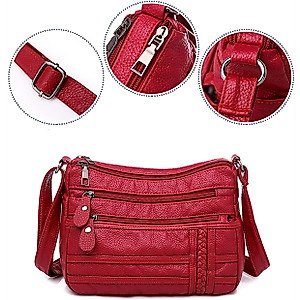 AIRUI Women Crossbody Bag, PU Leather Pocketbooks Multi Pocket Lightweight Shoulder Purse Messenger Bag - Black…