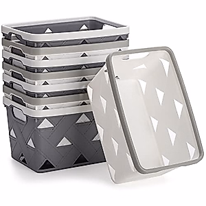 ZOOFOX Set of 8 Mini Plastic Baskets for Organizing, 8.5" x 6.1" x 4.7" Pantry Organizer Basket Bins for Drawers, Shelves, Closet, Countertop and Office