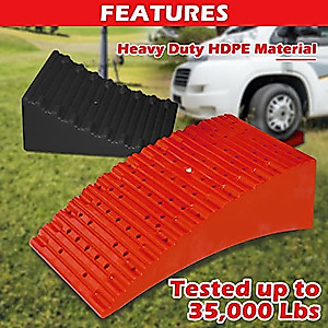 RVVIN RV Leveler Blocks 2 Pack, Including RV arc Leveler, Wheel Wedge, Non-Slip Rubber Floor mat, That can Withstand 35,000 lbsfor,Travel Trailers, Trucks, RV Campers (Black&Red)
