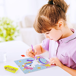 yohuu 5D Diamond Art Kit for Kids 7.1"X7.1" with Wooden Frame Arts and Crafts for Kids Ages 6-8-10-12 Easy to DIY Mosaic Gem Dots Painting by Number Kit Home Wall Decoration